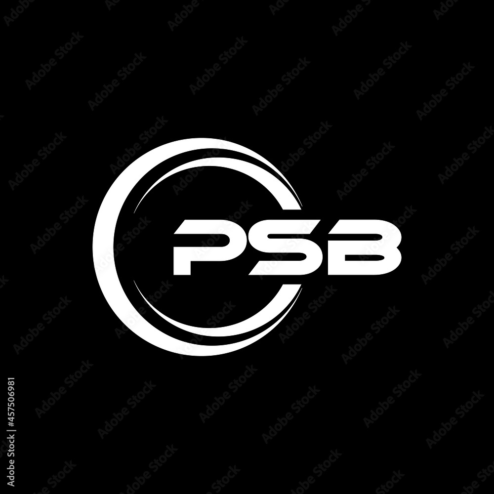 PSB letter logo design with black background in illustrator, vector ...