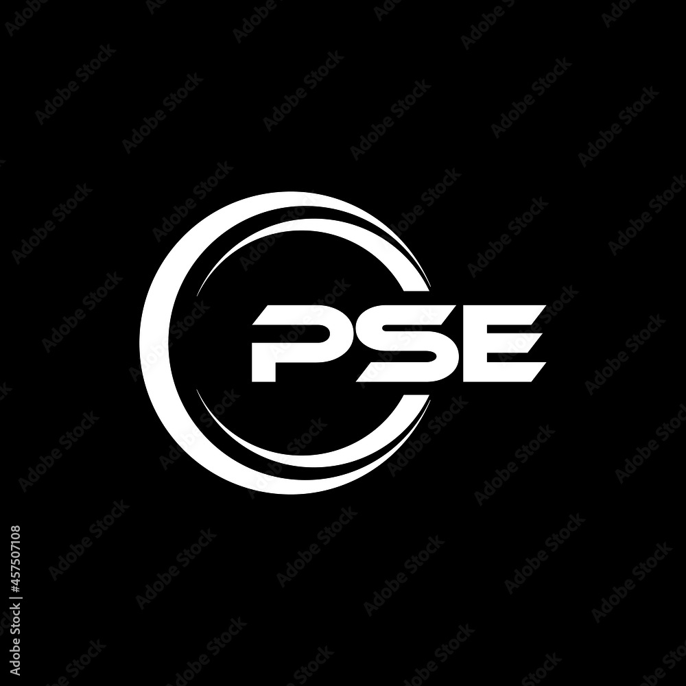 Vecteur Stock PSE letter logo design with black background in ...