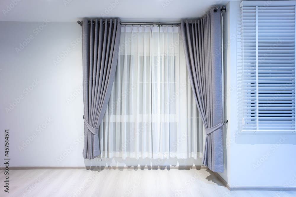 Empty room or bedroom at night. Interior inside house building consist ...