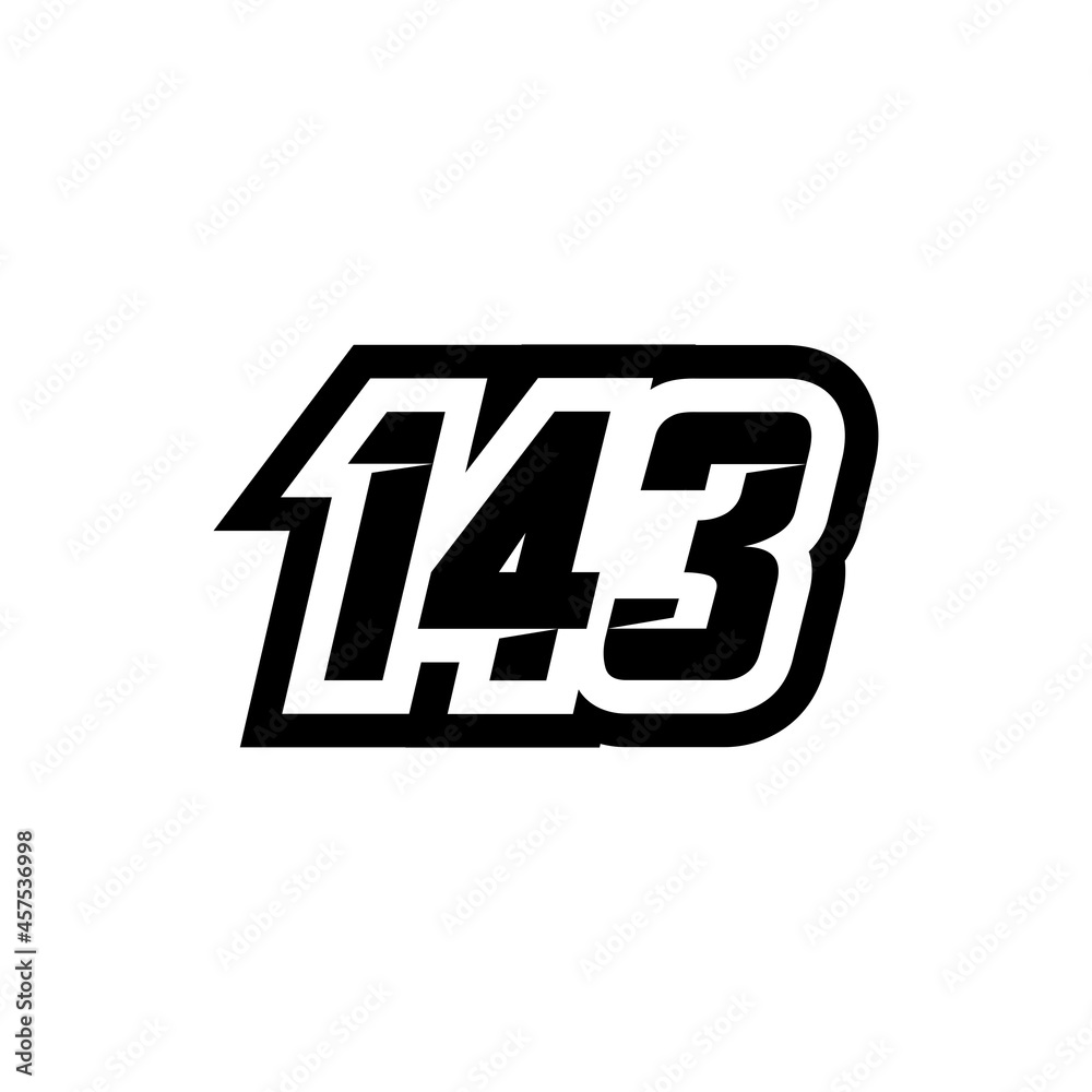 Racing number 143 logo on white background Stock Vector | Adobe Stock