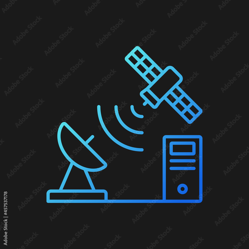 TCP over satellite gradient vector icon for dark theme. Global ...