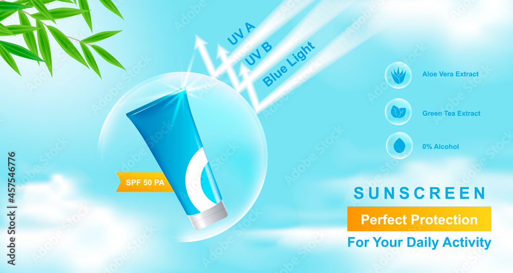 Minimal modern beauty cosmetic sunscreen product display banner ...