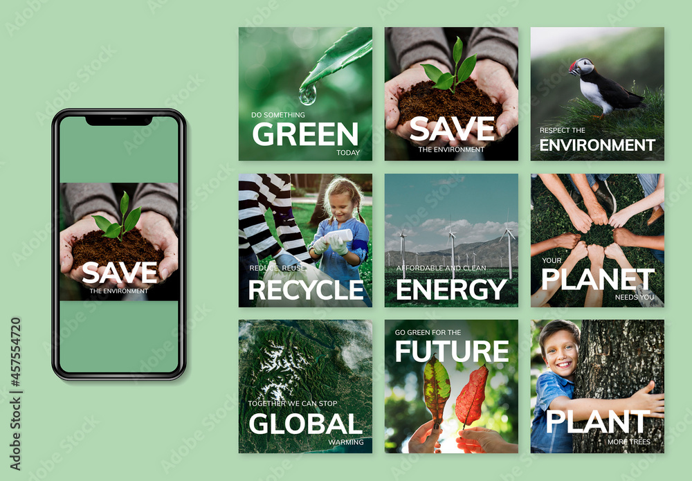 Environment Editable Template Set for Social Media Advertisement Stock ...