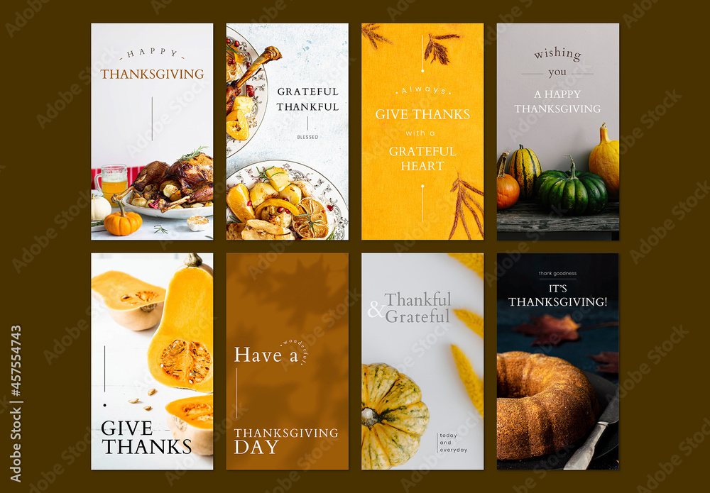 Thanksgiving Greeting Editable Template Set Stock Template | Adobe Stock