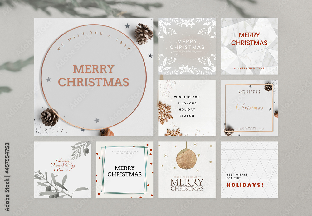 Editable Christmas Template Set for Social Media Stock Template | Adobe ...