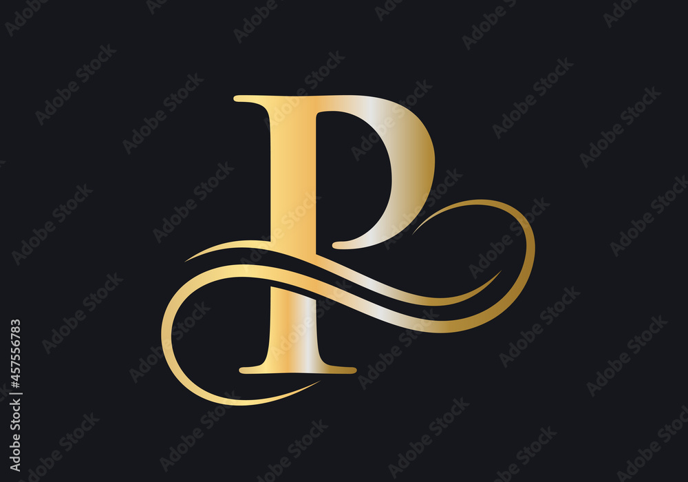 P Letter Initial Luxurious Logo Template. P Logo Golden Concept. P ...