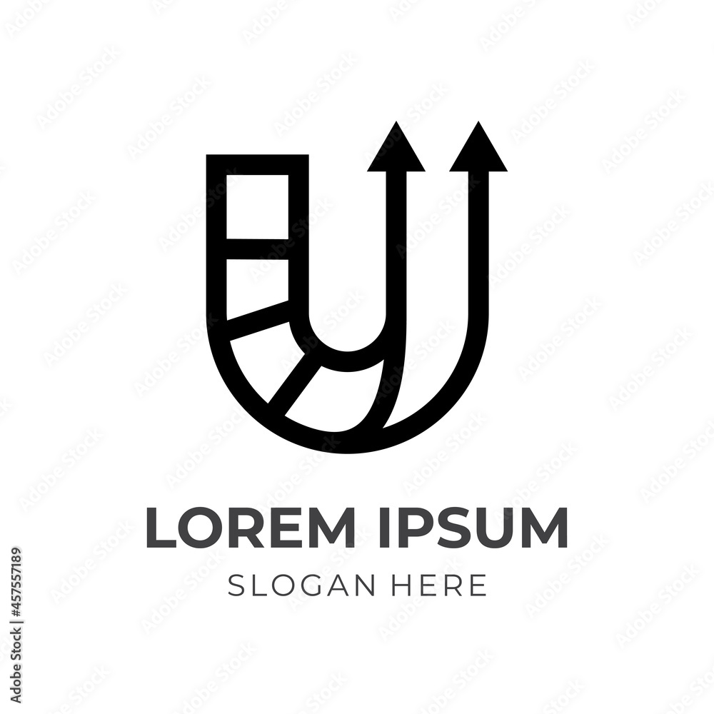 letter U arrow logo vector, letter U and arrow, combination logo with ...