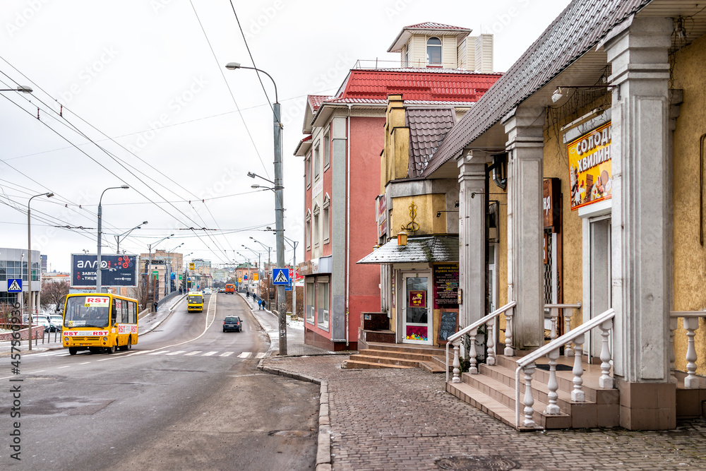 Rivne, Ukraine - January 6, 2020: Vintage buildings in Western ...