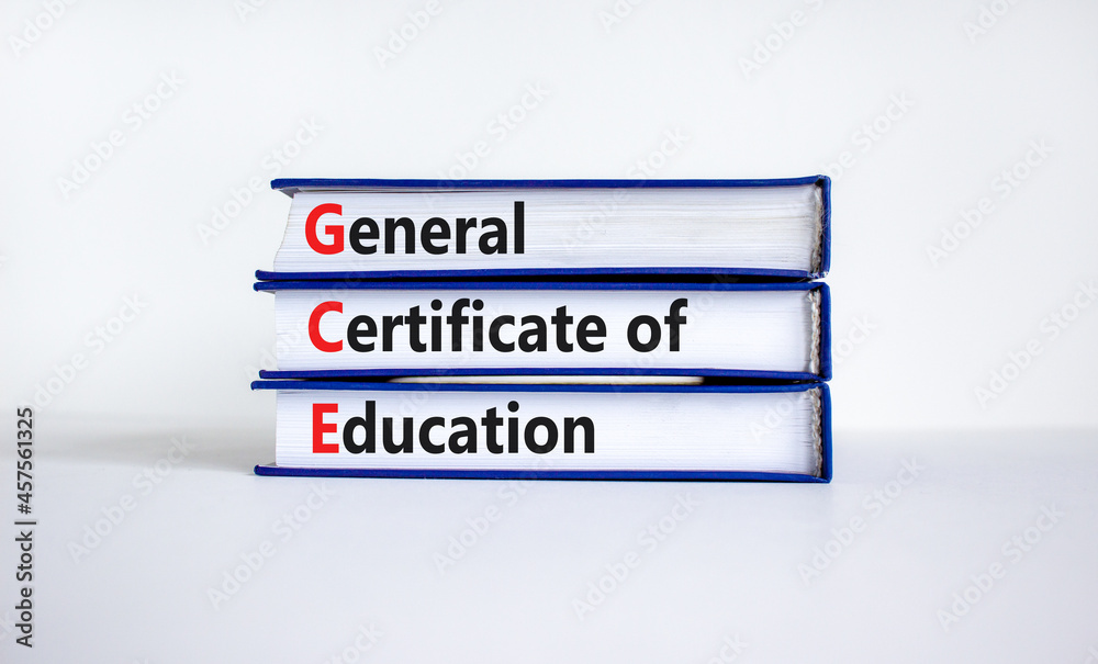 GCE, general certificate of education symbol. Words GCE, general ...