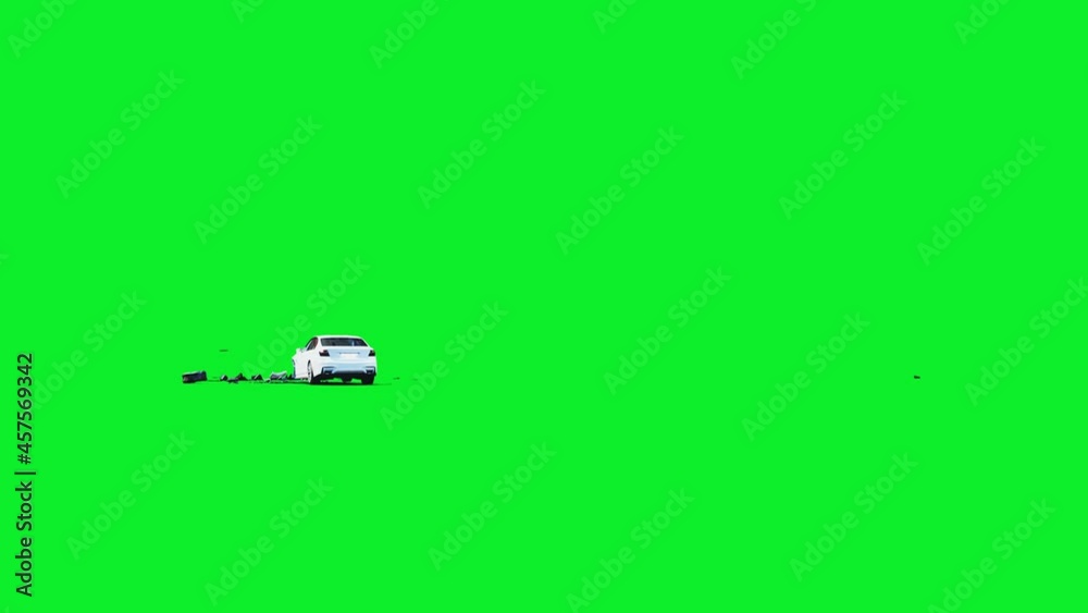 white generic 3d car crashes into invisible wall. Car accident concept ...