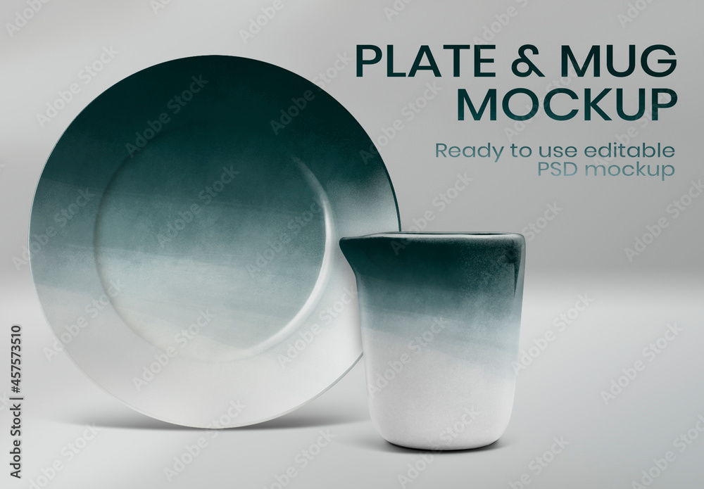 Tableware Mockup Set in Minimal Style plantilla de Stock | Adobe Stock