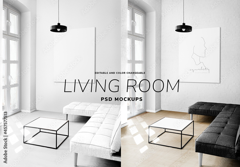 Editable Living Room Mockup Stock Template | Adobe Stock