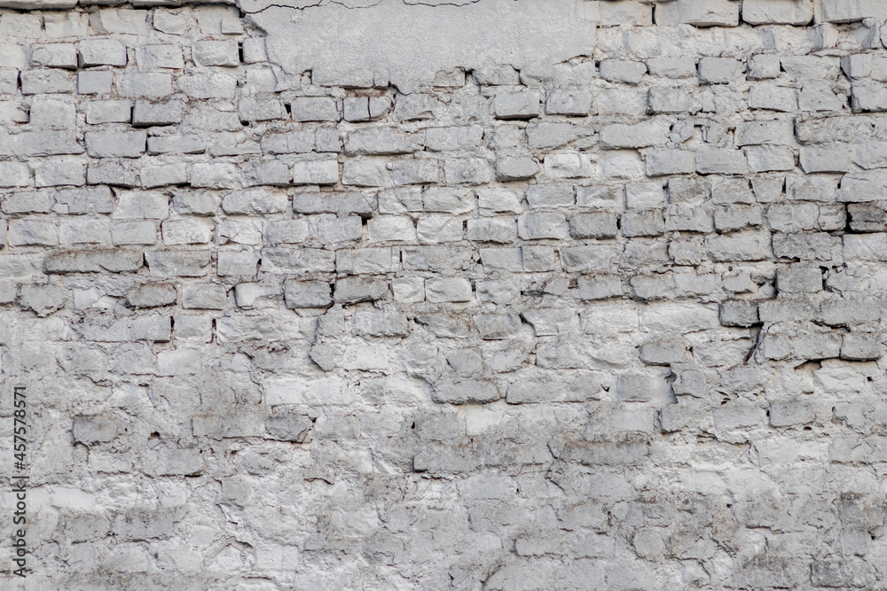Solid wall with white bricks in vintage style as grey stonewall ...