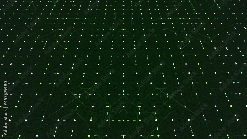 Diagram with moving points and lines. Animation. Virtual field with ...