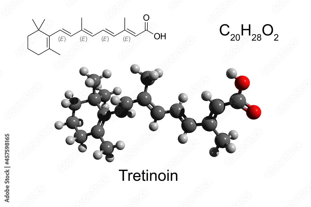 Chemical formula, structural formula and 3D ball-and-stick model of a ...