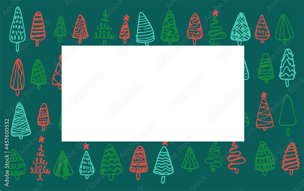 Rectangular frame of a Christmas tree in red and green colors. Template ...