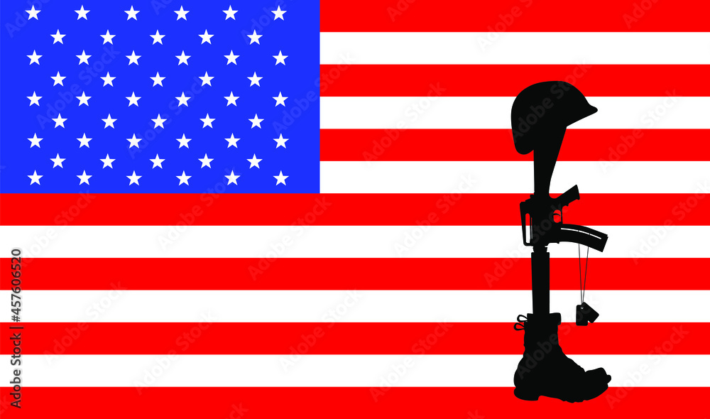 United States of America Fallen soldier symbol vector silhouette ...