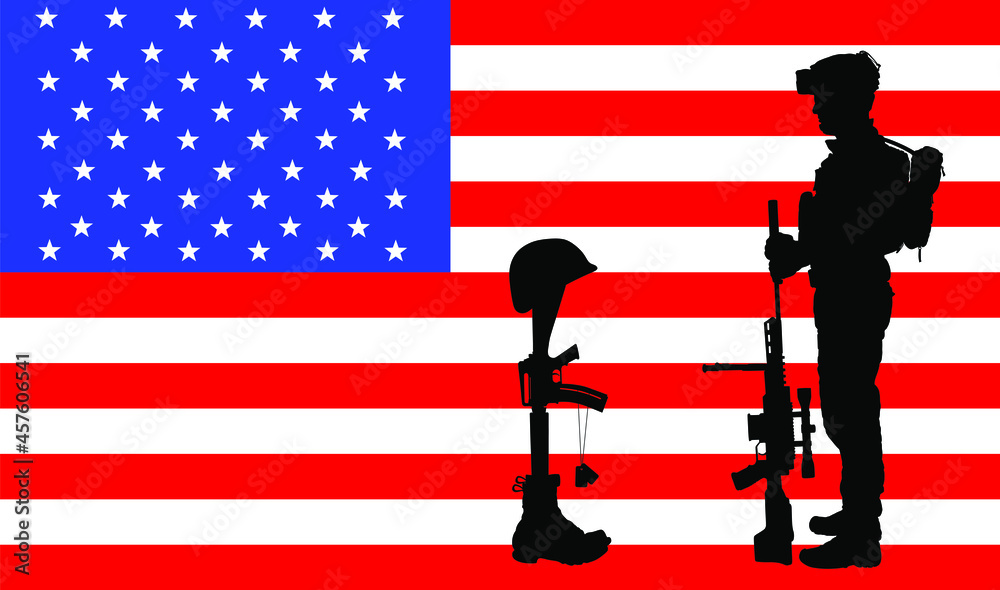 United States of America Fallen soldier symbol vector silhouette ...