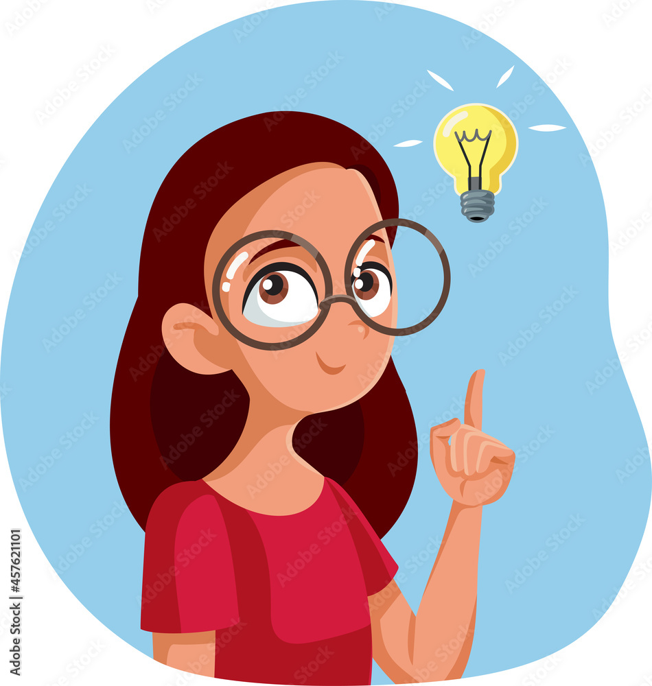 Female Student Having a Brilliant Idea Vector Cartoon Stock Vector ...