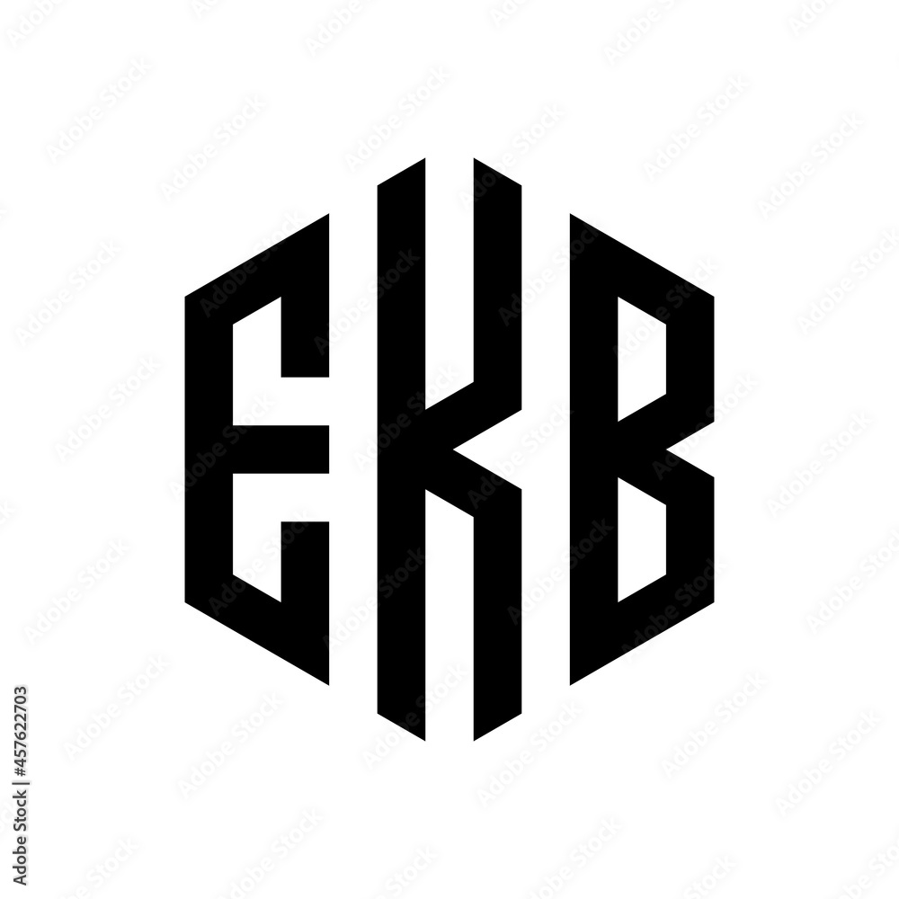 EKB Initial three letter logo hexagon Stock Vector | Adobe Stock