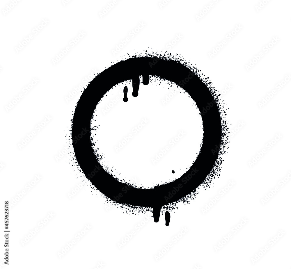 Graffiti Sprayed Circle Design Element in Black on White. Spray Paint ...