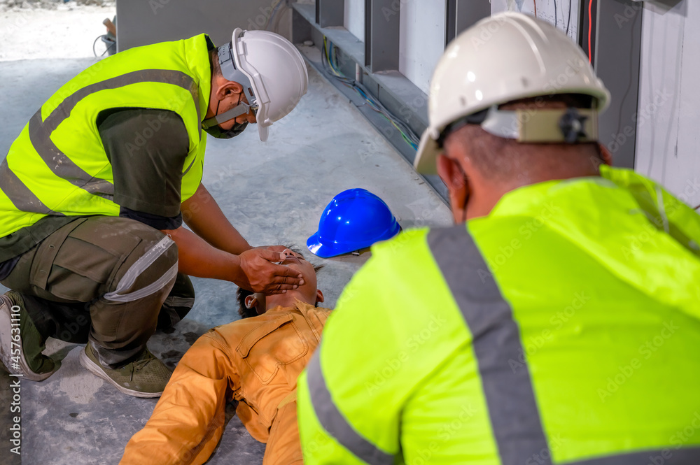 Electric worker suffered an electric shock accident unconscious. Safety ...