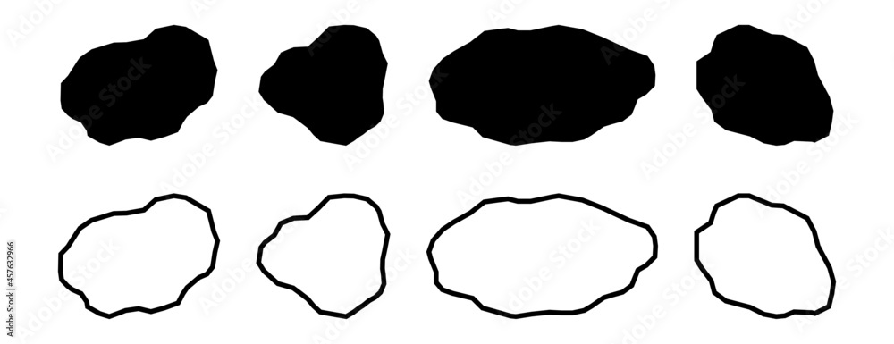 Black rock specimen set. Stone sample silhouette. Stock Vector | Adobe ...