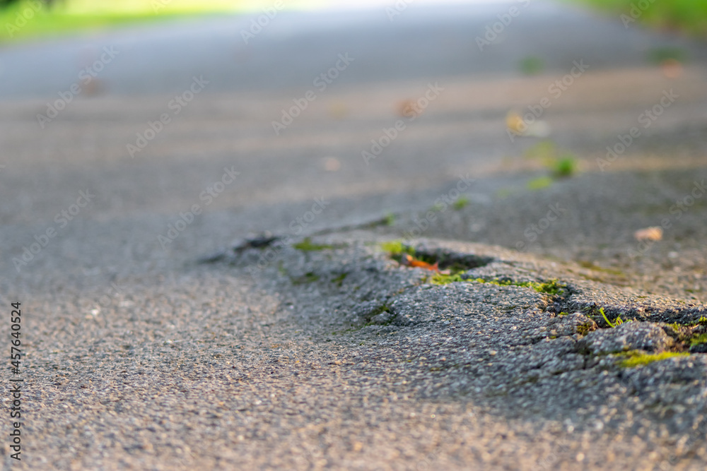 Broken street after earthquake shows rift and cracks as dangerous ...