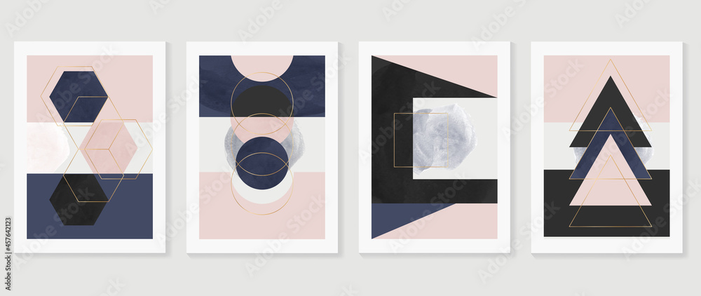 Abstract Math art background vector. Modern geometric and marbling gold ...