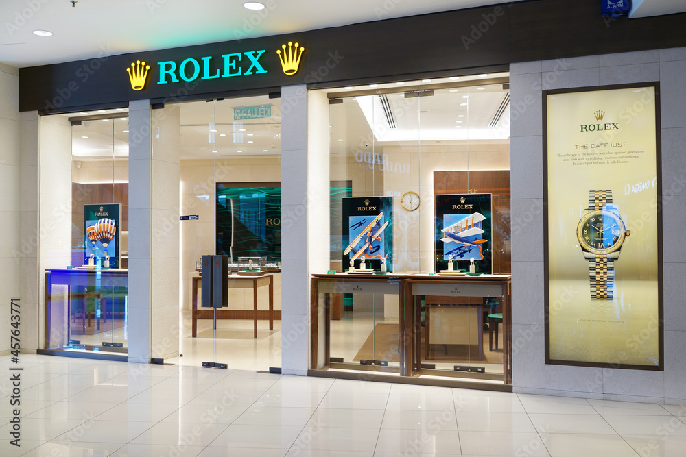 Rolex store at Gurney Plaza Mall, Penang. Rolex SA is a Swiss luxury ...