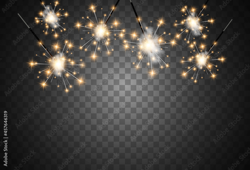 Vector illustration of sparklers on a transparent background. Stock ...