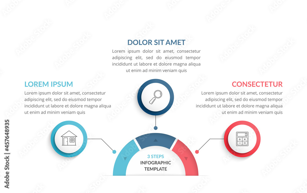 Infographic template with 3 steps or options with place for your icons ...