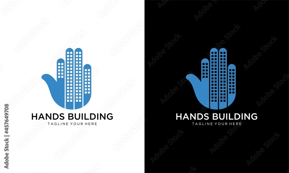 Abstract building and hands logo design template. Real estate logo ...