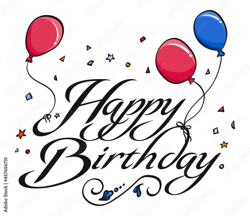 happy birthday word art with balloons Stock Vector | Adobe Stock