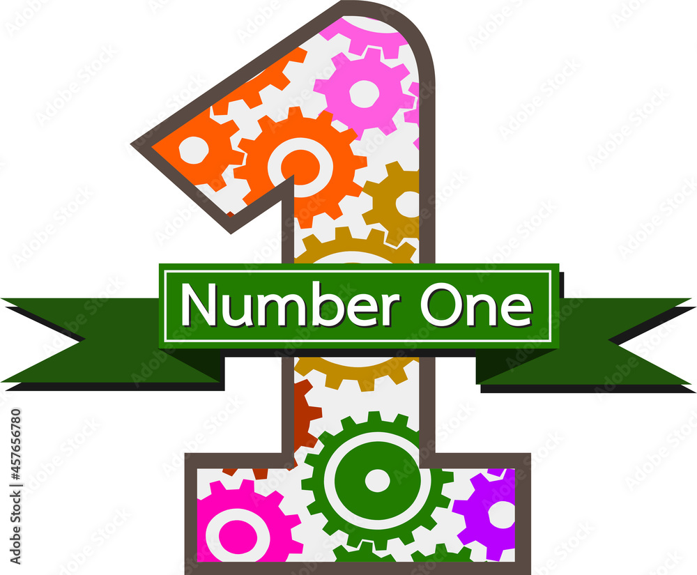 Number One and the Winner First Place sign simbol with ribbons Stock ...