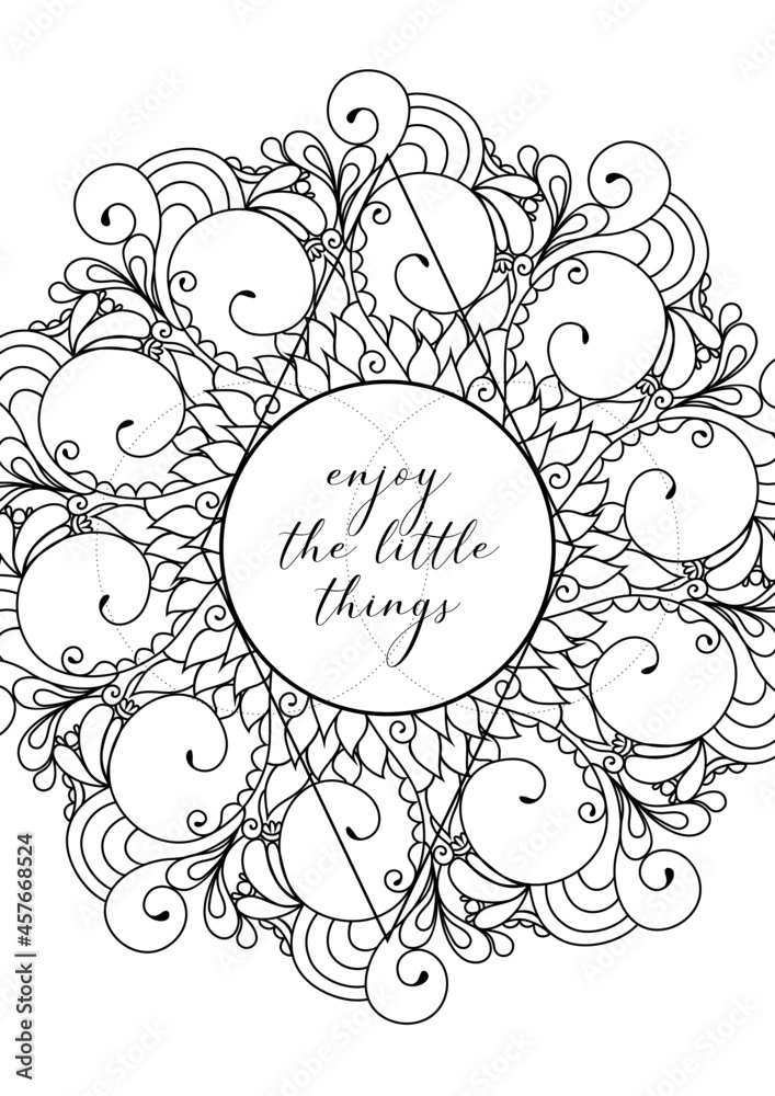 Inspiration quote zentangle inspired motivational postcard design with ...