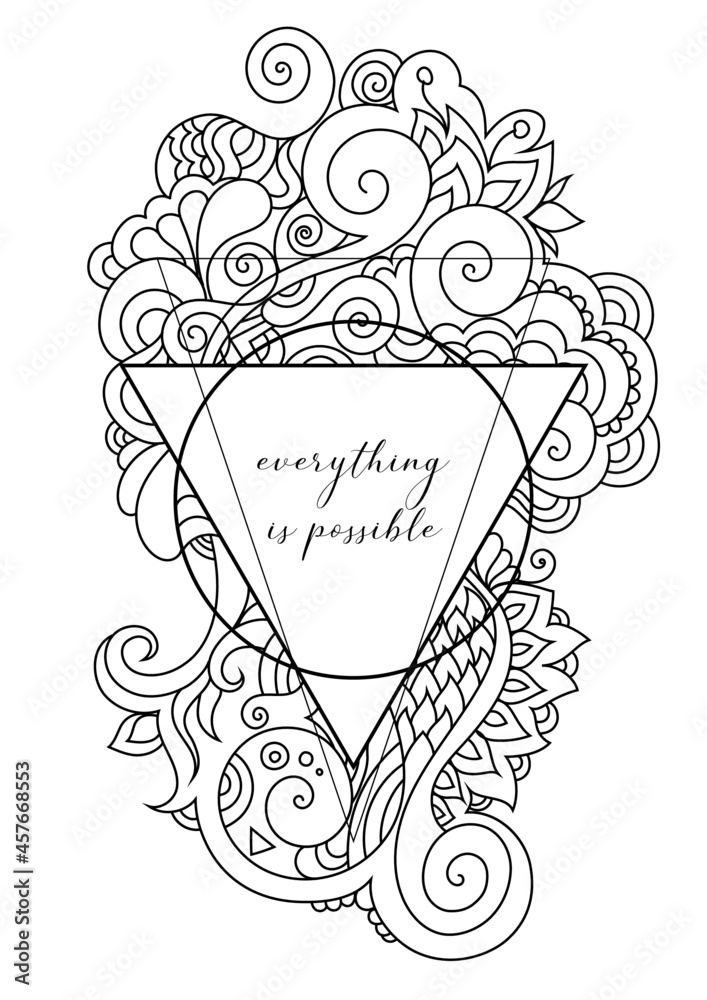 Inspiration quote zentangle inspired motivational postcard design with ...