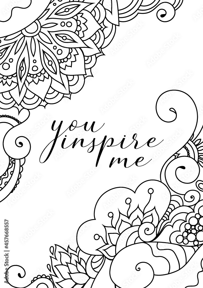Inspiration quote zentangle inspired motivational postcard design with ...