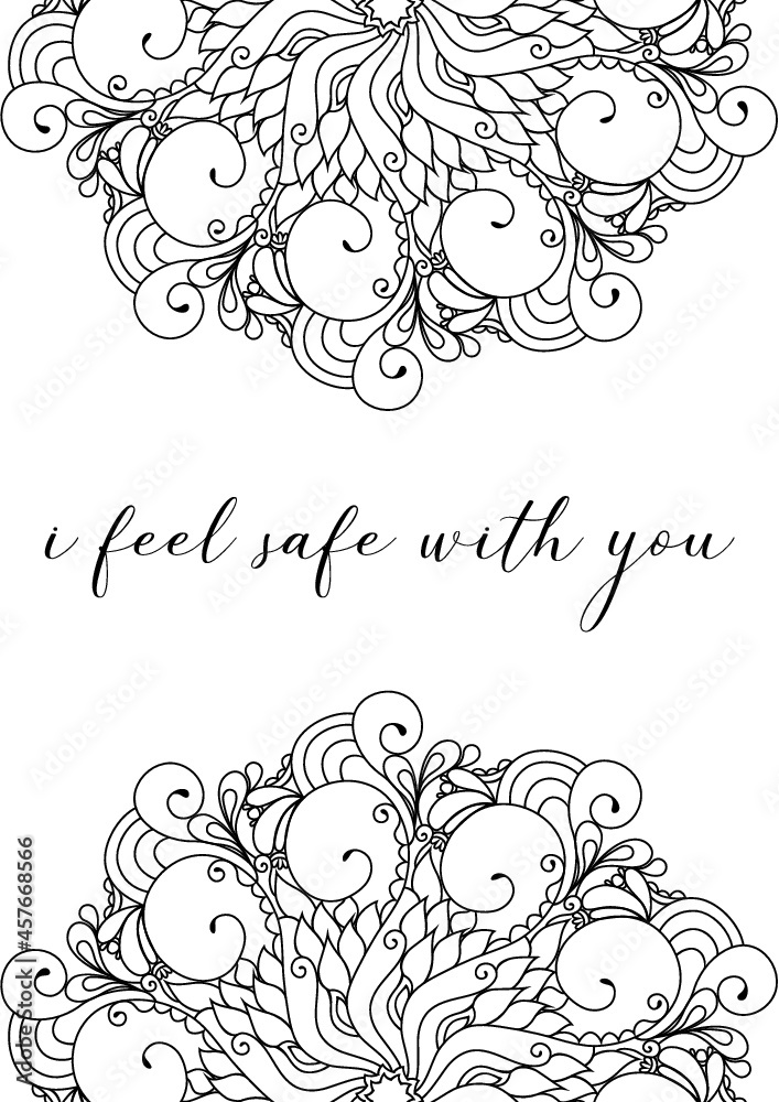 Inspiration quote zentangle inspired motivational postcard design with ...