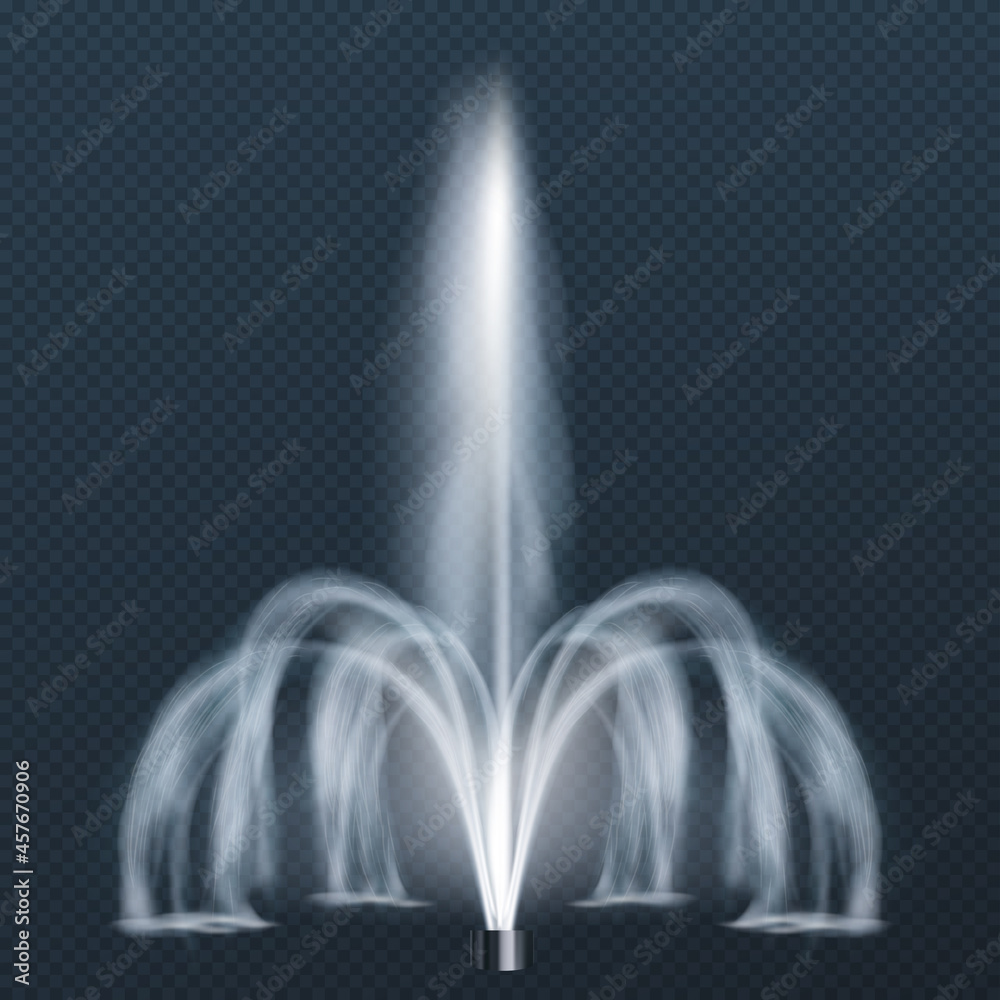 Vector realistic fountains, geysers isolated on transparent background ...