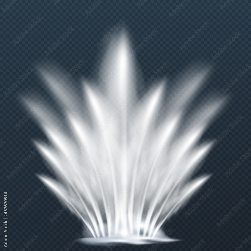 Vector realistic fountains, geysers isolated on transparent background ...