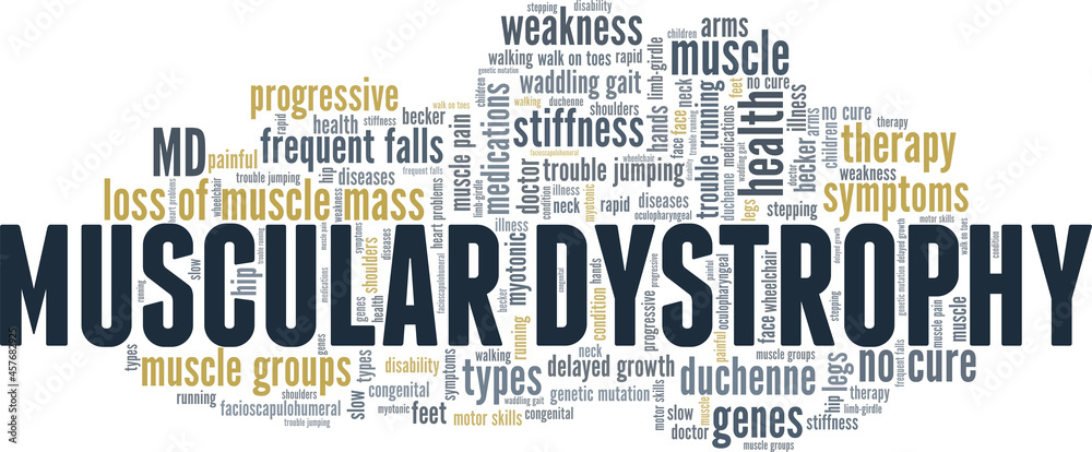 Muscular Dystrophy vector illustration word cloud isolated on white ...