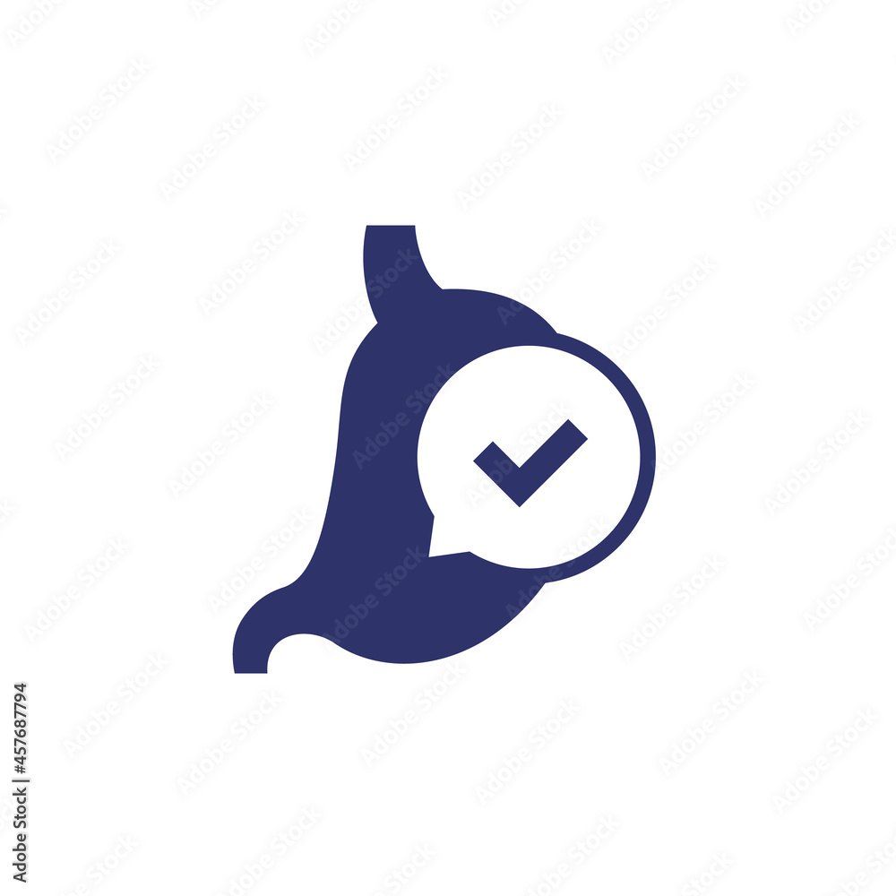 good digestion icon with a stomach and check mark Stock Vector | Adobe ...