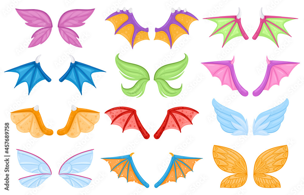 Cartoon dragon fairy tail dragon fairy birds creatures wings. Magical ...