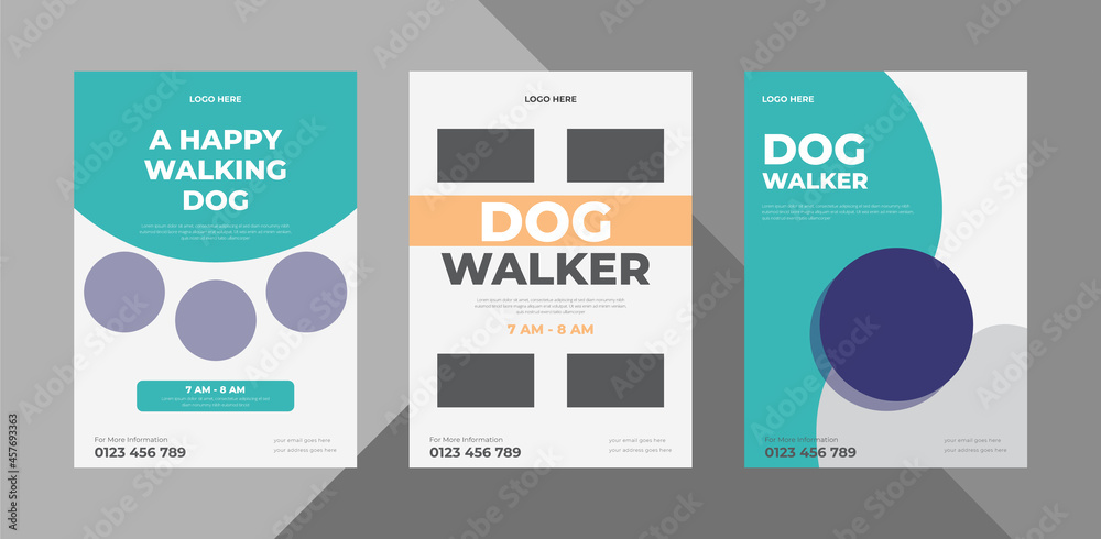 dog walker service flyer design. pet walking service poster leaflet ...