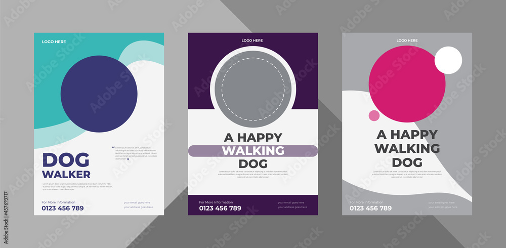 dog walker service flyer design. pet walking service poster leaflet ...