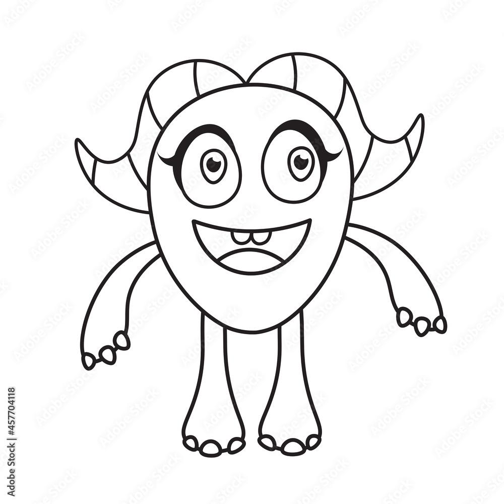 Coloring Book Cute Monster - Amazing vector line art of a cute little ...