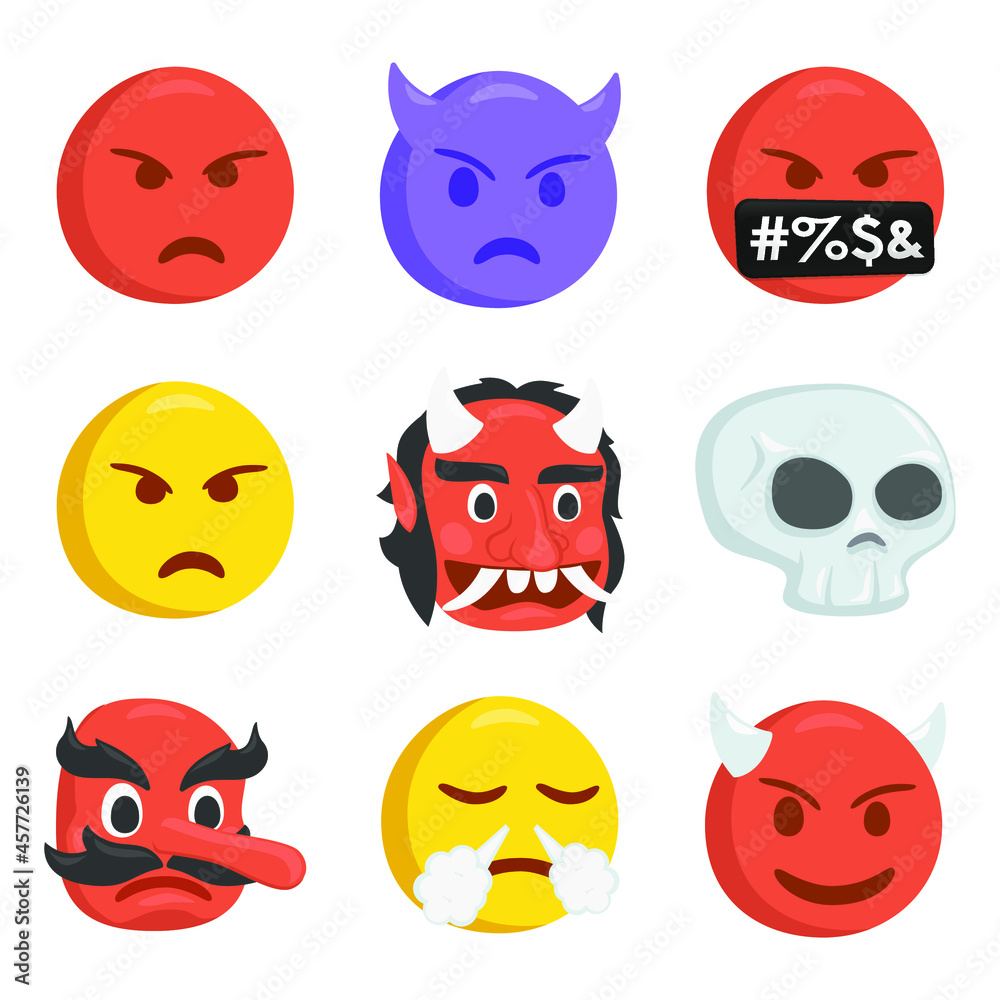 Vetor de Angry Emoji Icon Illustration. Grumpy Characters Vector Symbol ...
