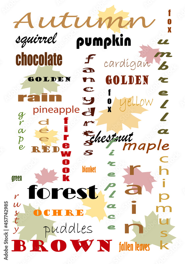 Portada con palabras referentes al otoño. Palabras referentes al otoño ...