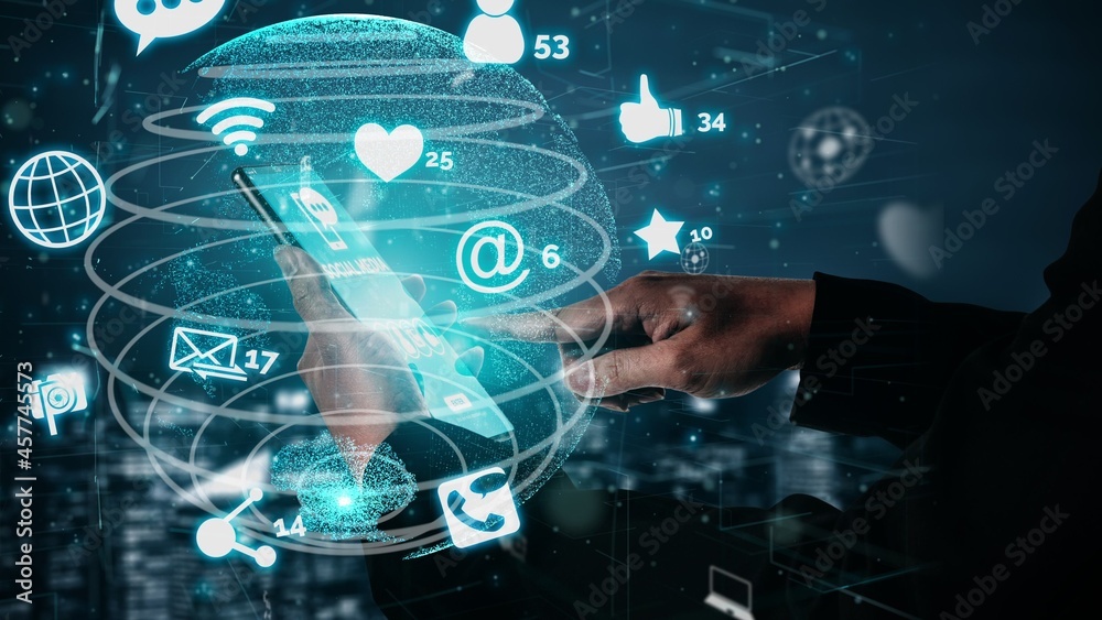 Social media and young people network conceptual . Modern graphic ...